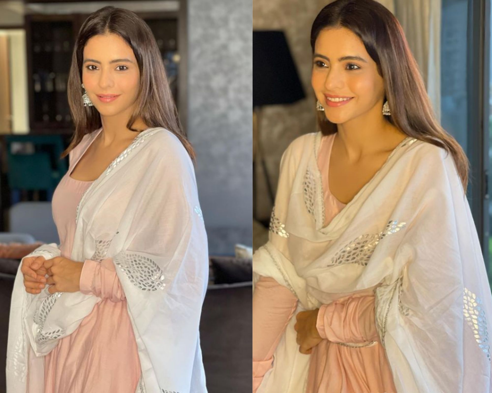 Aamna Sharif's pastel and white anarkali set is the festive outfit you can wear to your Ramadan ...