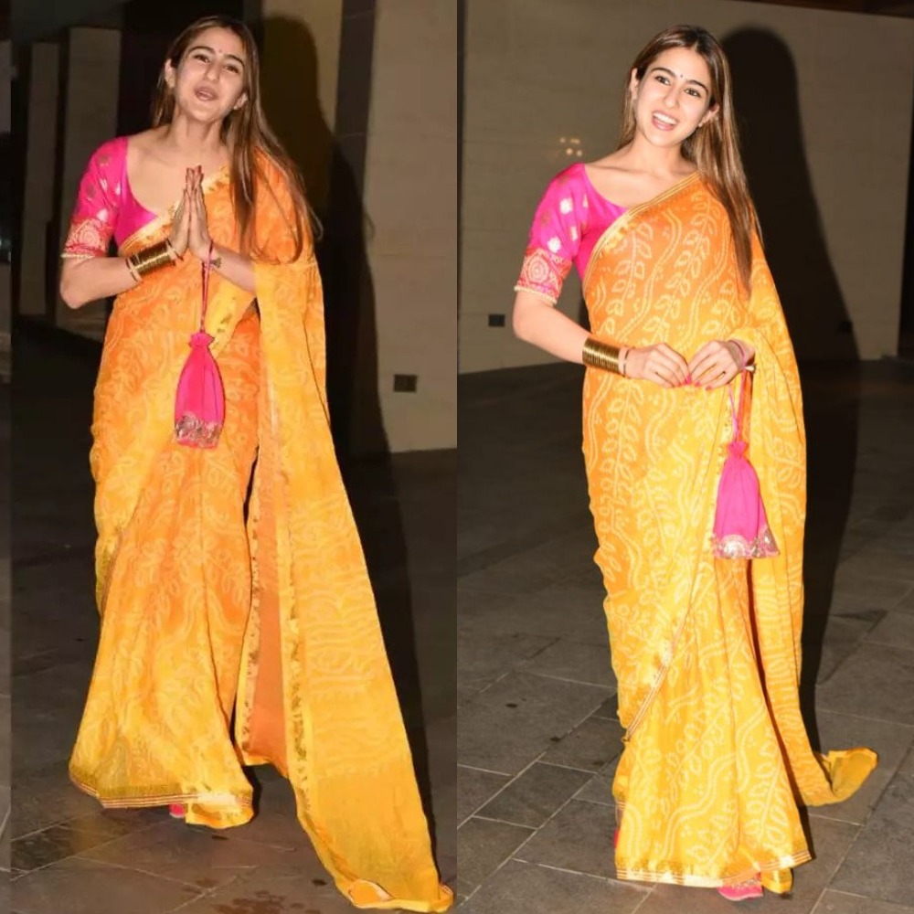 Sara Ali Khan is Truly a Head-Turner in a Traditional Chunri Sari for ...