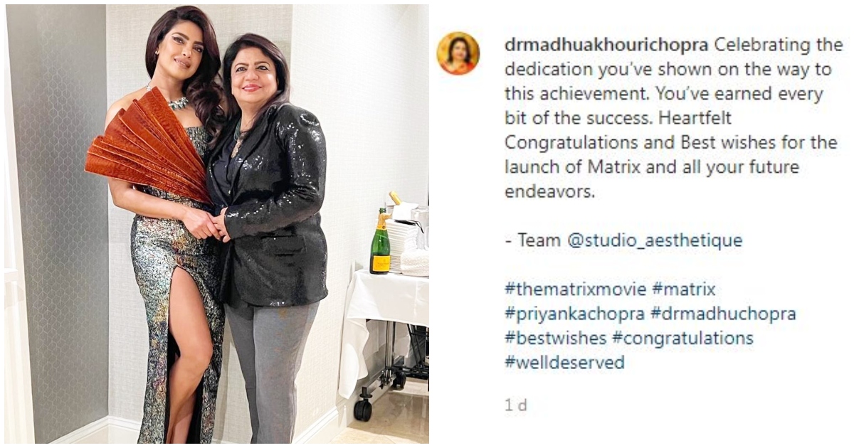 Priyanka Chopra's mom Madhu Chopra pens beautiful note congratulating ... Priyanka Chopra's mom Madhu Chopra pens beautiful note congratulating ...
