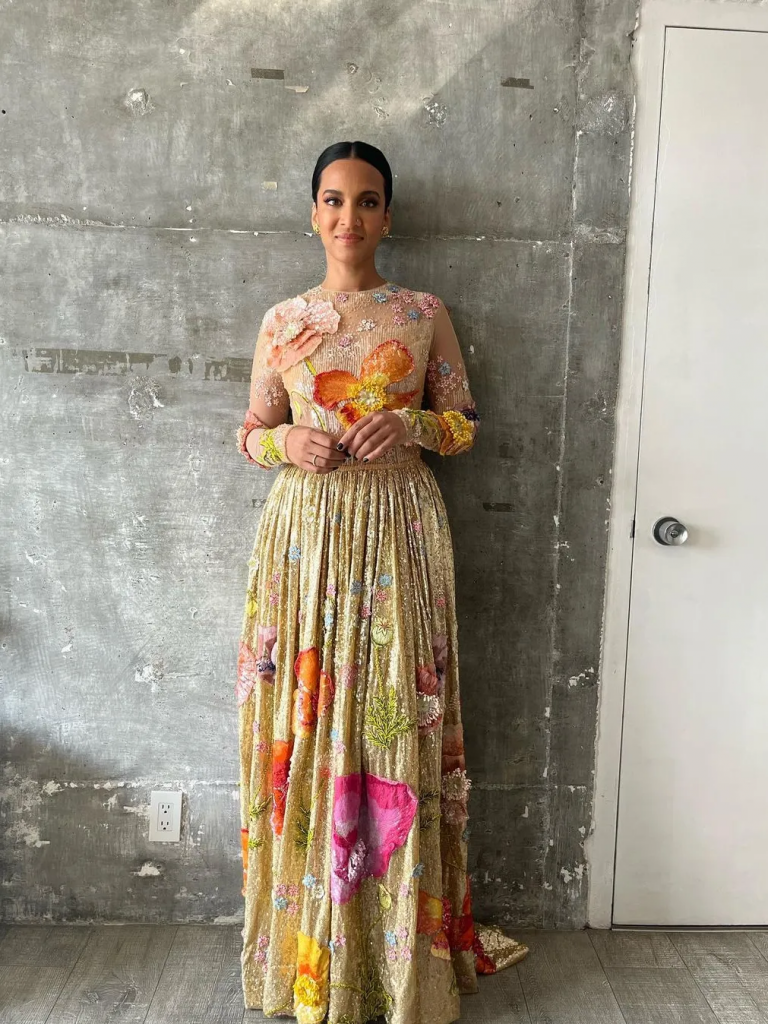 Grammys 2023: Sitarist Anoushka Shankar wears a floral Rahul Mishra - Masala.com