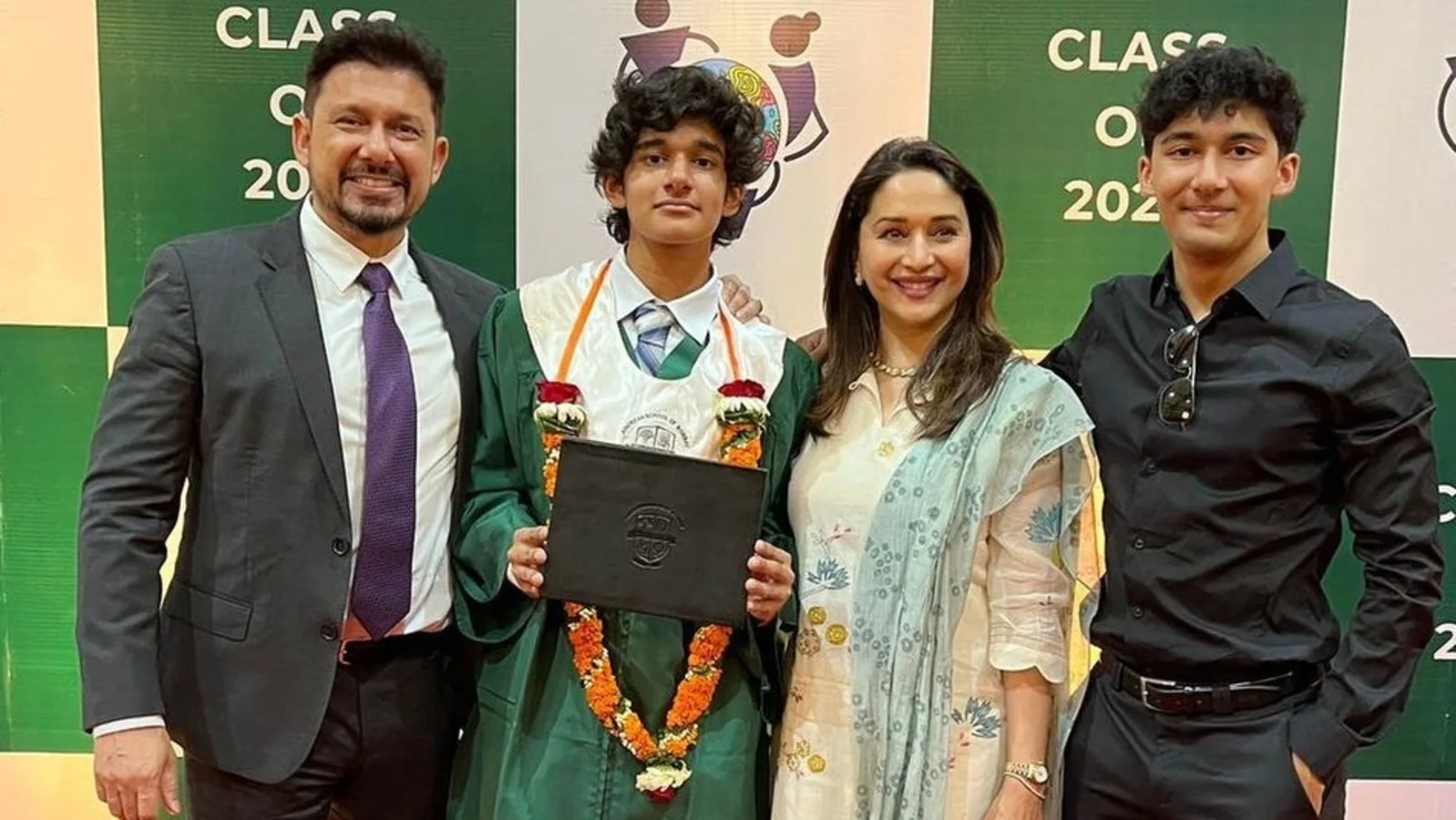 In Pictures: Madhuri Dixit and Dr Shriram Nene attend son Ryan's high school graduation - Masala.com