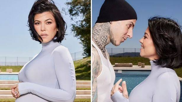 Kourtney Kardashian shows off baby bump in matching pink bikini with ...