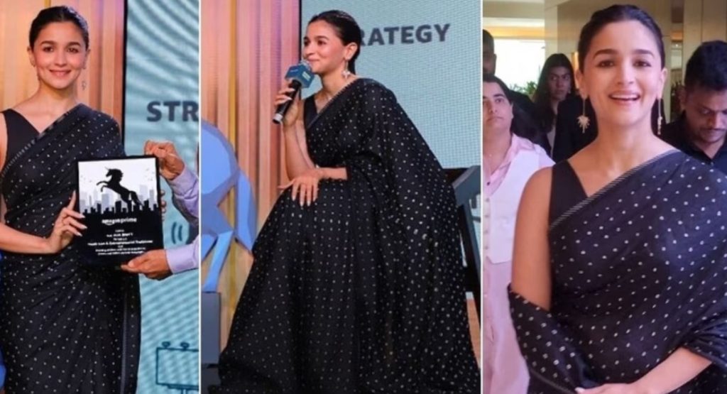 Alia Bhatt: WATCH: Alia Bhatt stuns in a black saree for a recent event ...