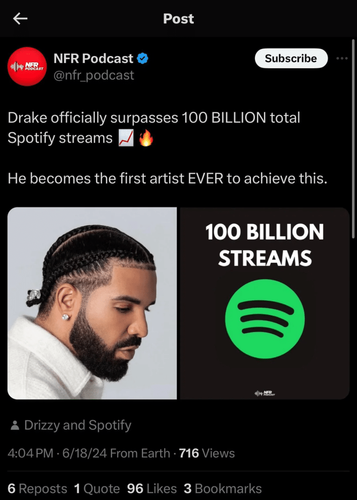 Drake becomes the 1st artist to achieve THIS massive feat on Spotify ...