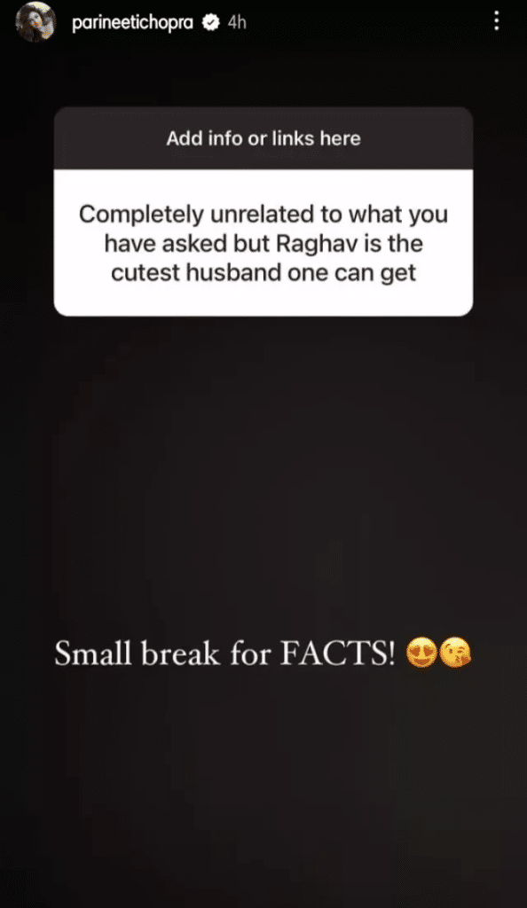 Parineeti Chopra responds to fan's remark on Raghav Chadha as her husband - Masala.com