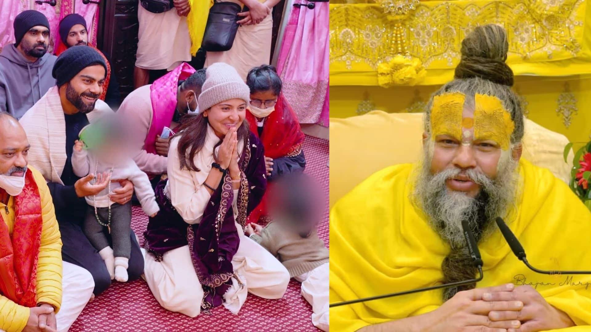 Anushka Sharma & Virat Kohli greet spiritual guru Premanand Maharaj ...