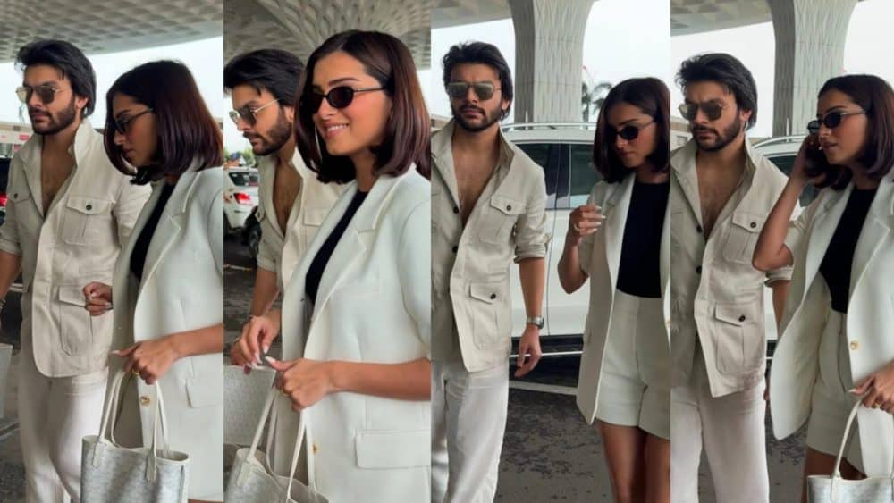 Veer Pahariya-Tara Sutaria twin in white as they arrive at the airport amid relationship rumours ...