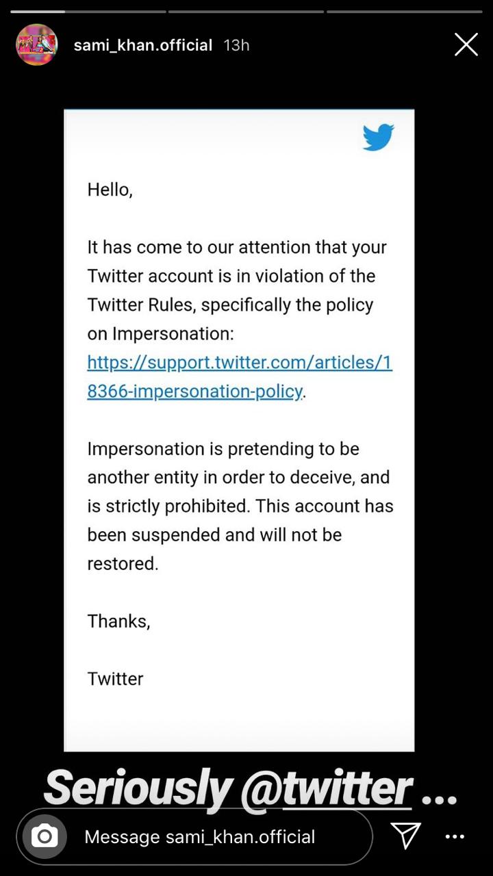 Twitter Suspends Sami Khan's Account: Third Account Suspended After ...