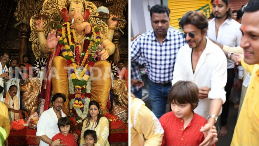 WATCH: Shah Rukh Khan visits Lalbaugcha Raja with AbRam to seek blessings - Masala.com