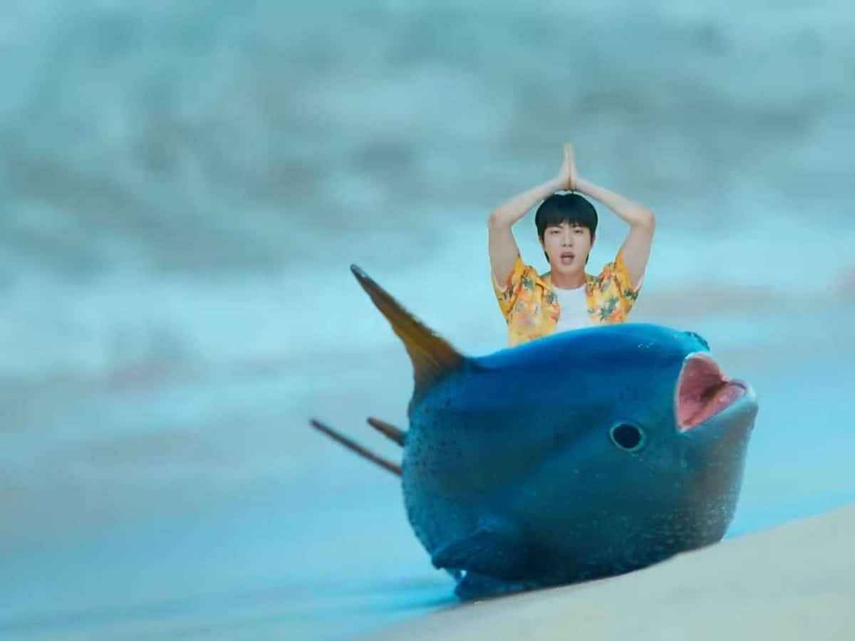 BTS' Jin hilariously proposes a fish - quite literally - in the new ...